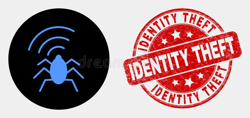 Vector Radio Bug Icon and Distress Identity Theft Seal Stock Vector ...