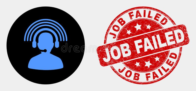 Vector Radio Operator Icon and Scratched Job Failed Watermark Stock ...