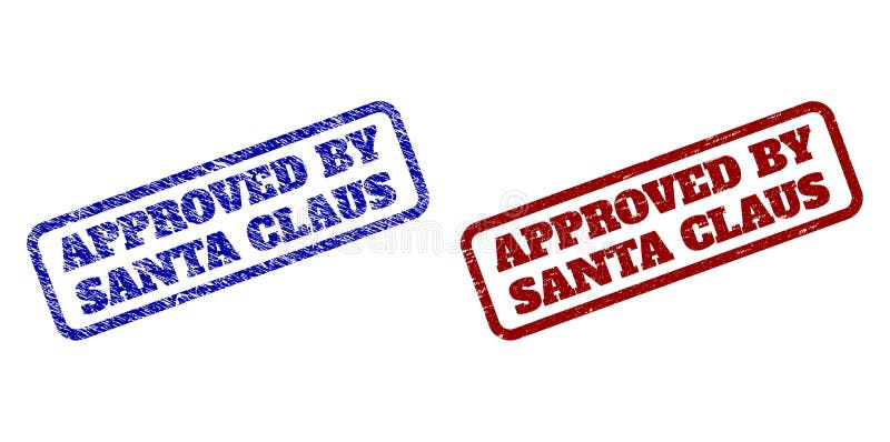 APPROVED by SANTA CLAUS Blue and Red Rounded Rectangle Stamp Seals with ...