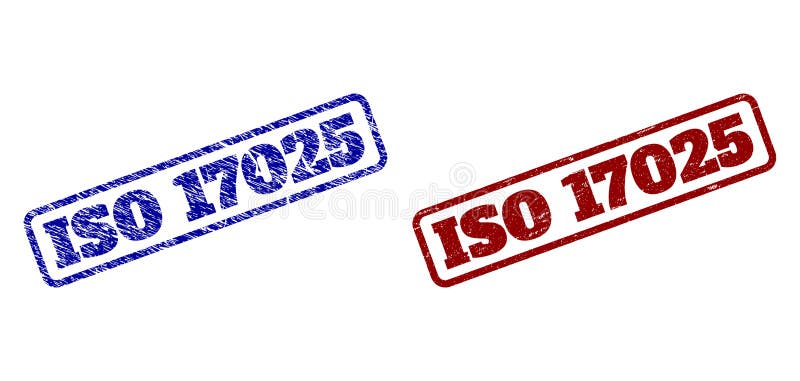 ISO 17025 Blue and Red Rectangle Stamps with Grunged Textures Stock ...