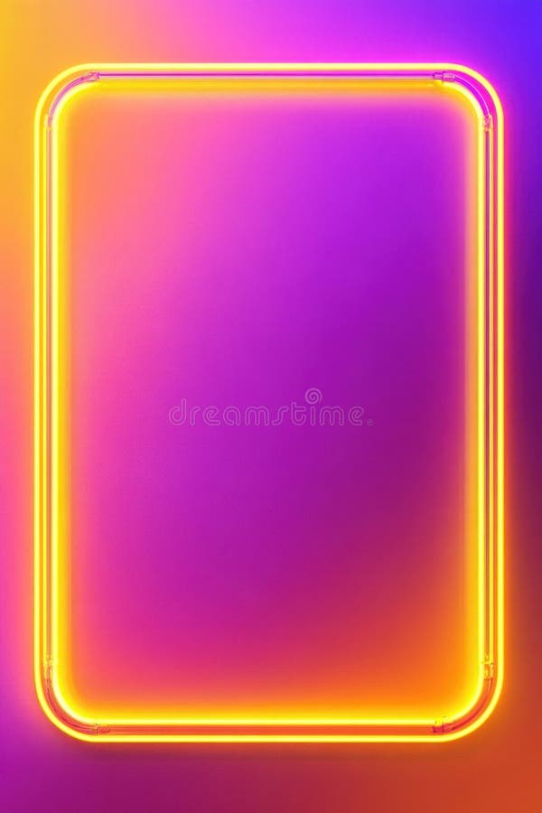 Rounded Rectangle Neon Light Frame Glowing on Gradient Background Stock ...