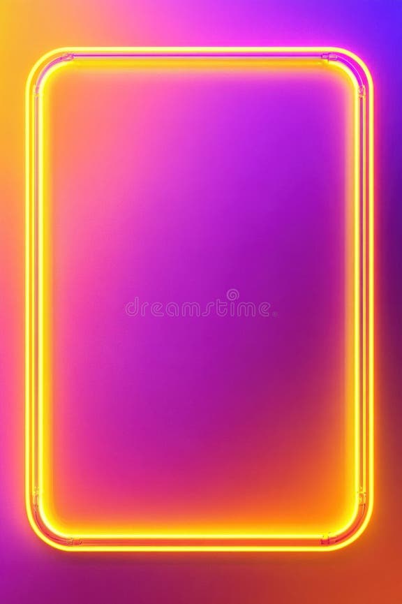 Rounded Rectangle Neon Light Frame Glowing on Gradient Background Stock ...