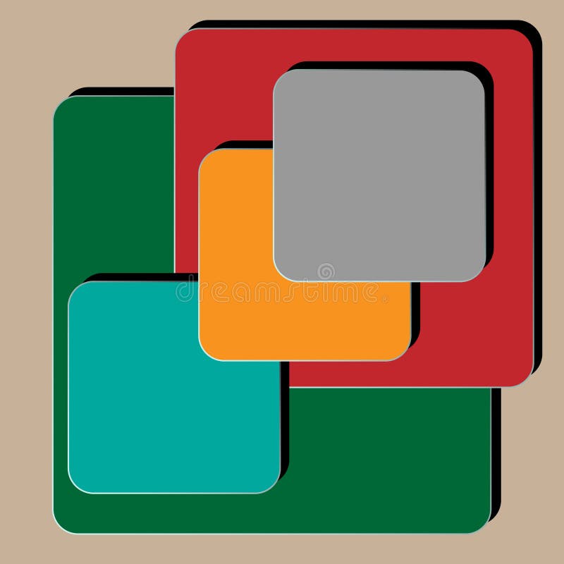 Rounded Rectangle Stack with Black Shadow Background Stock Illustration ...