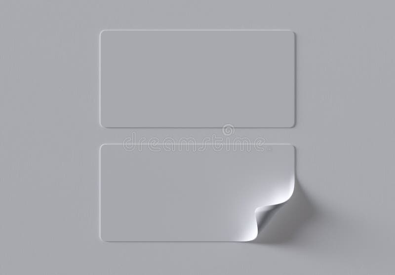 Rounded Rectangle Sticker`s Mouckup with Curled Corner. Stock Photo ...
