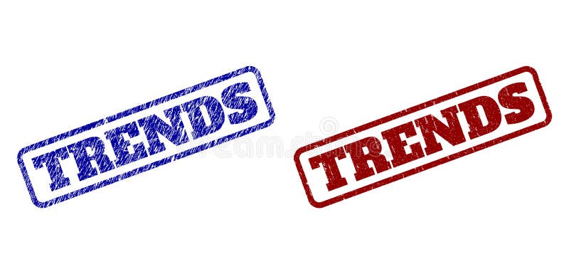 TRENDS Blue and Red Rounded Rectangle Stamp Seals with Grunged Styles ...