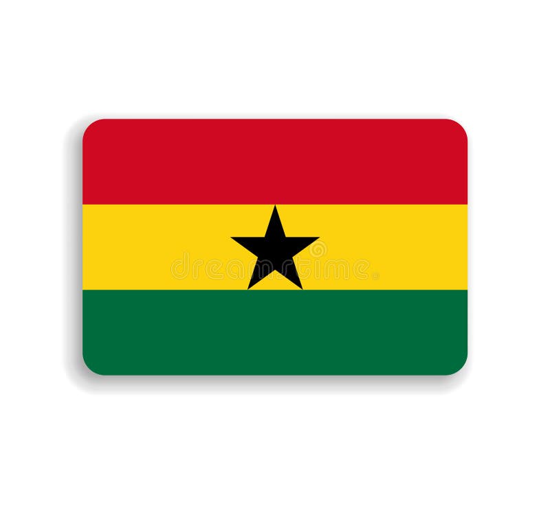 Rounded Rectangle Vector Flag of Ghana Stock Vector - Illustration of ...