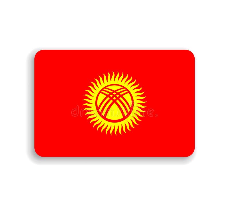 Rounded Rectangle Vector Flag of Kyrgyzstan Stock Illustration ...