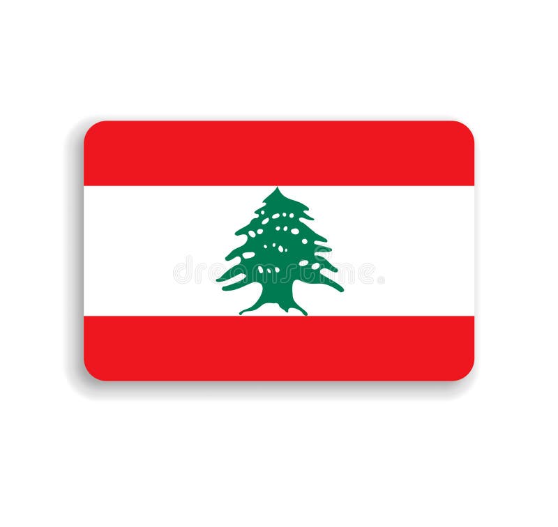 Rounded Rectangle Vector Flag of Lebanon Stock Vector - Illustration of ...