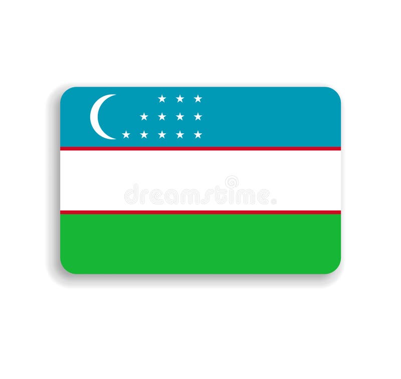 Uzbekistan Rectangle Flag Icon with Shadow Stock Vector - Illustration ...