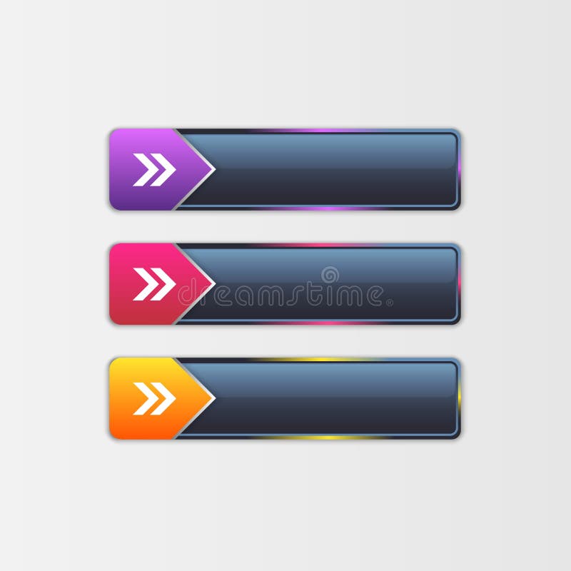 3 Rounded Rectangular Buttons for Decoration Website. Stock Vector ...