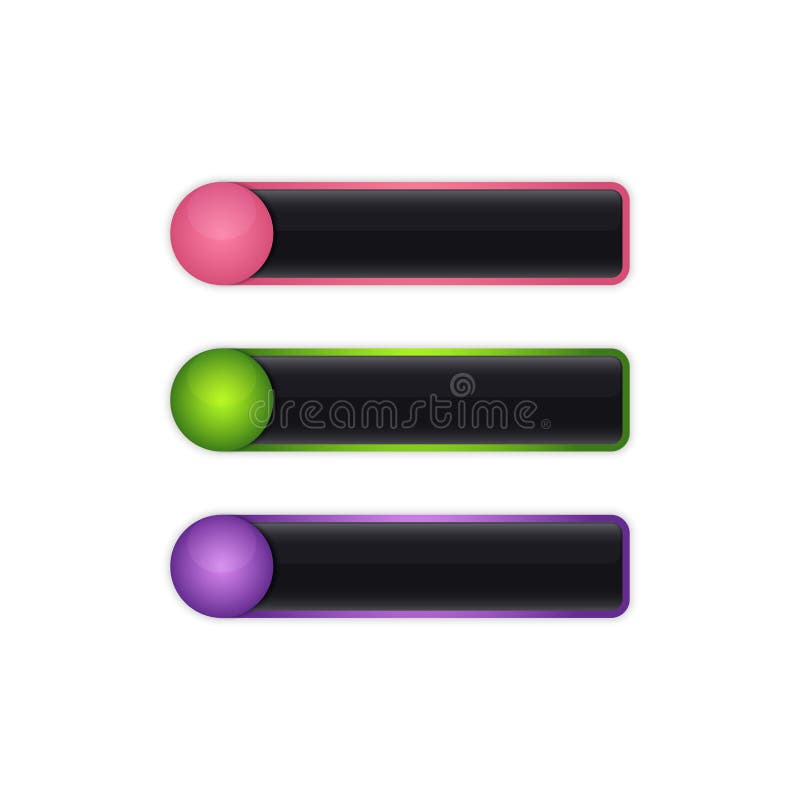 3 Rounded Rectangular Buttons for Website Stock Vector - Illustration ...