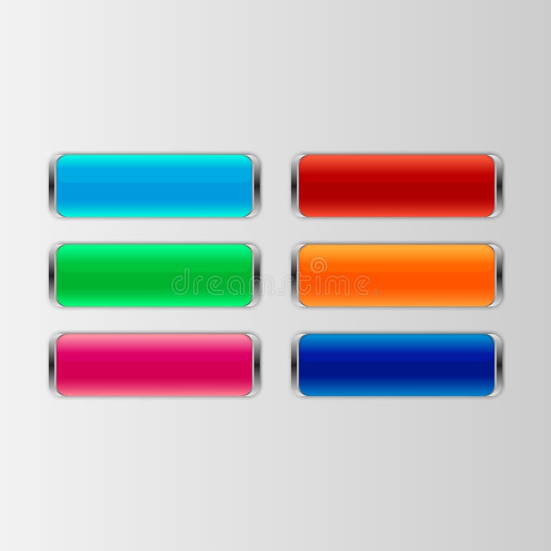 6 Rounded Rectangular Buttons for Decoration Website. Stock Vector ...