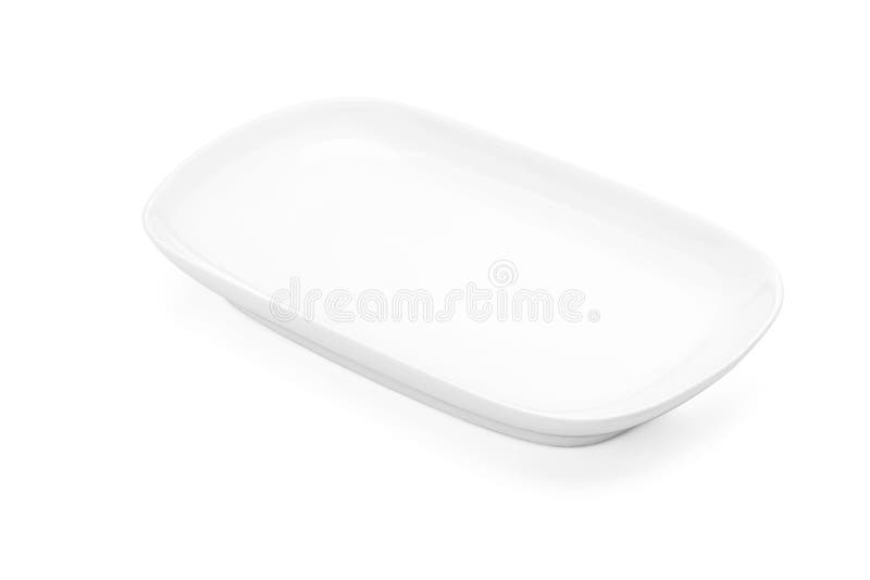 Rounded Rectangular Ceramic Plates on White Background. Stock Photo ...