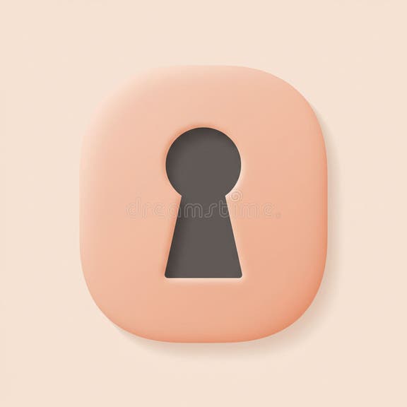 Rounded Rectangular Peach-colored Design Resembling a Keyhole, Set ...