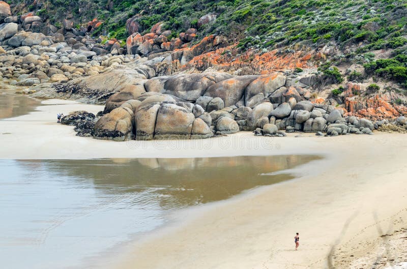 Rounded Red Boulders in Wilsons Promontory - Squeaky Beach Stock Photo ...