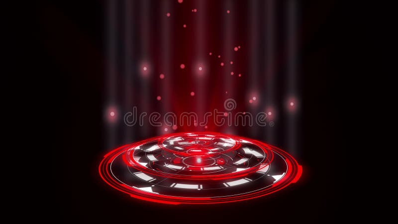 Rounded Red Hologram HUD Design Animation. Digital Technology Concept ...