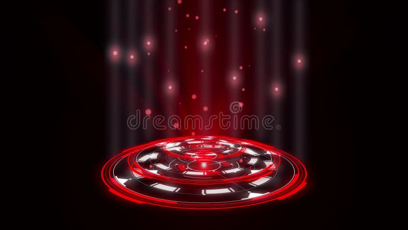 Rounded Red Hologram HUD Design. Digital Technology Concept. Radial ...