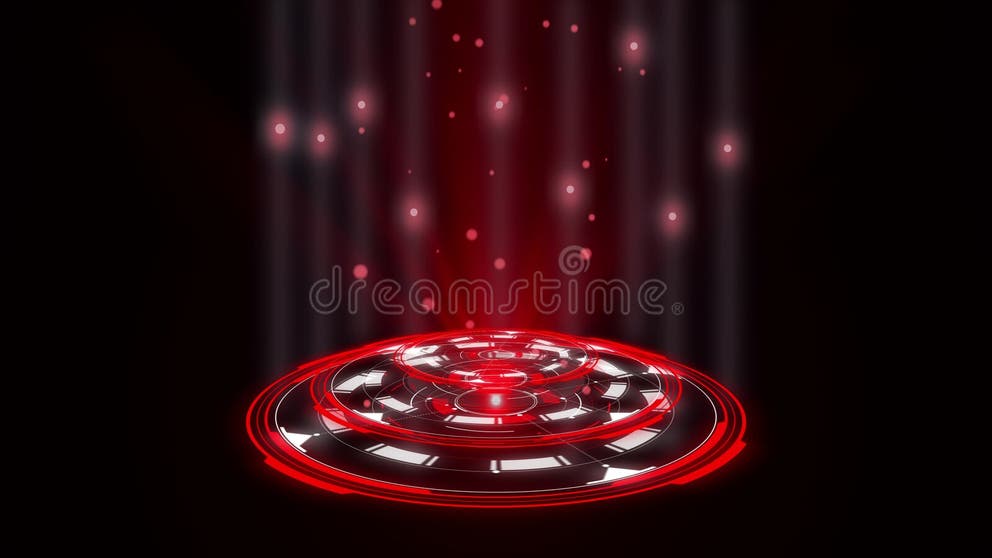 Rounded Red Hologram HUD Design. Digital Technology Concept. Radial ...