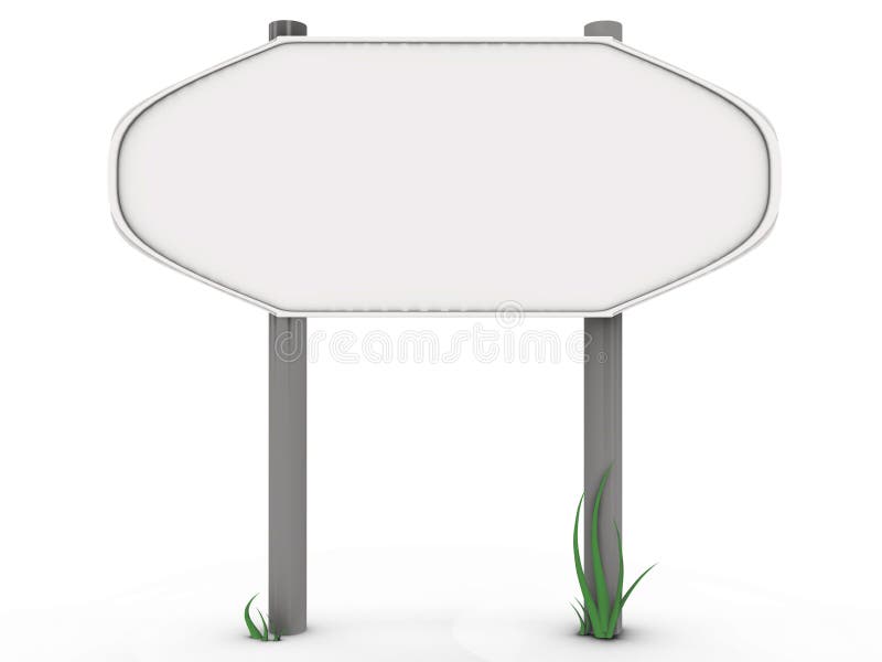 Rounded Road Sign with Grass - 3d Image Stock Illustration ...