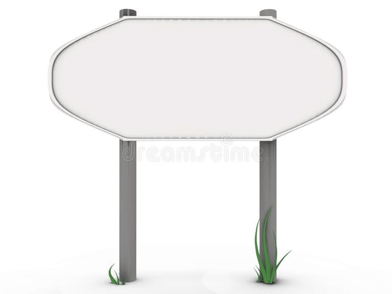 Rounded Road Sign with Grass - 3d Image Stock Illustration ...