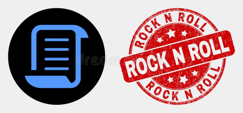 Vector Scroll List Icon and Scratched Rock N Roll Stamp Seal Stock ...