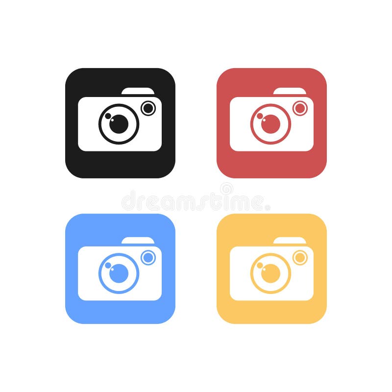 Rounded Square Camera Logo or Icon Stock Vector - Illustration of flash ...