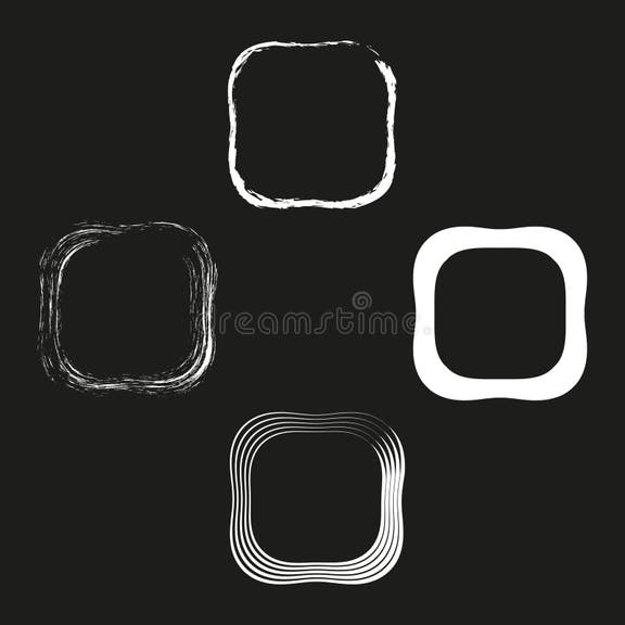Rounded Square Frames. Distressed Geometric Borders. Abstract Grunge ...