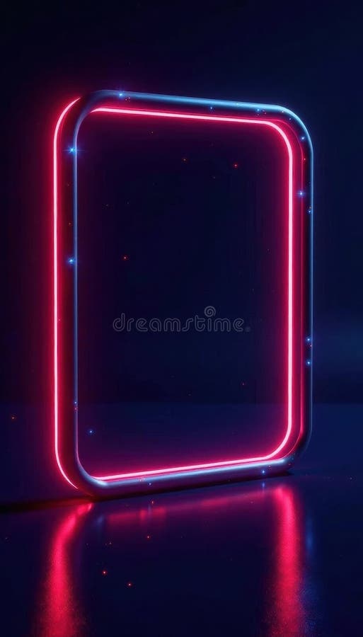 Rounded Square HUD Frame, Glowing Edges, Futuristic Tech Style, Silver ...