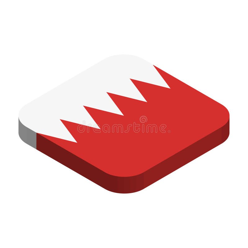 Rounded Square Isometric Vector Flag of Bahrain Stock Vector ...