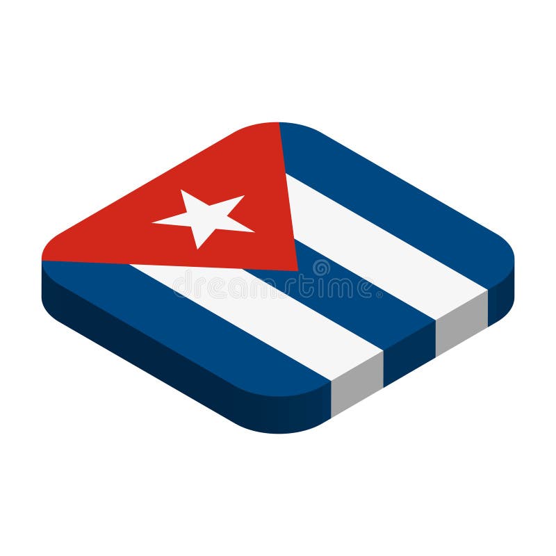 Rounded Square Isometric Vector Flag of Cuba Stock Illustration ...