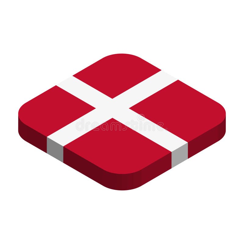 Rounded Square Isometric Vector Flag of Denmark Stock Illustration ...
