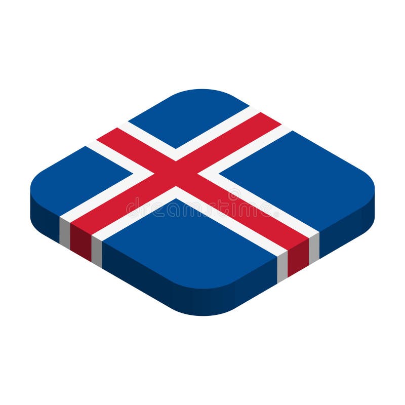 Rounded Square Isometric Vector Flag of Iceland Stock Vector ...