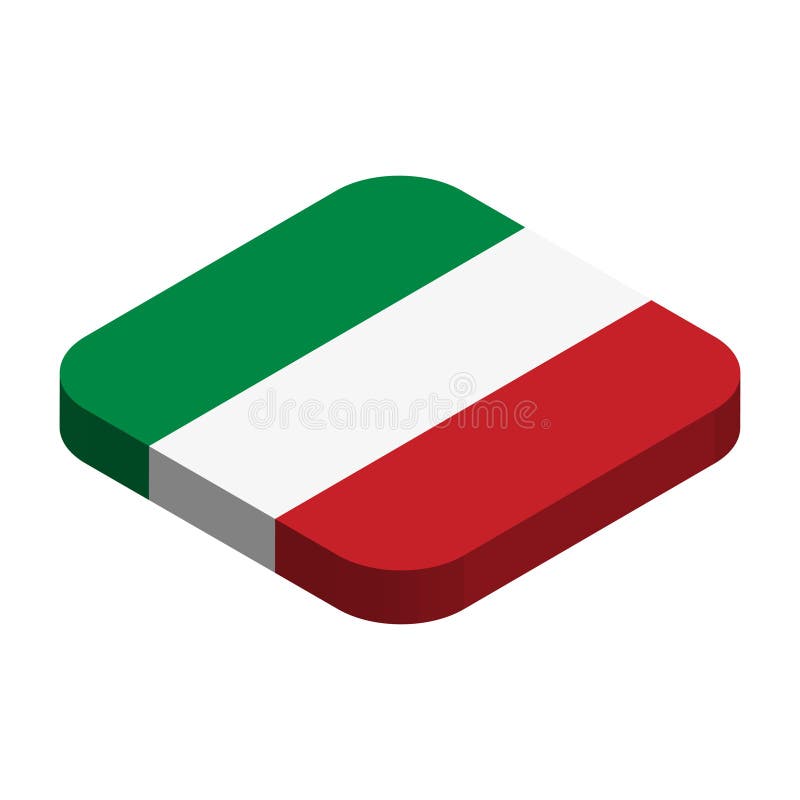 Rounded Square Isometric Vector Flag of Italy Stock Illustration ...