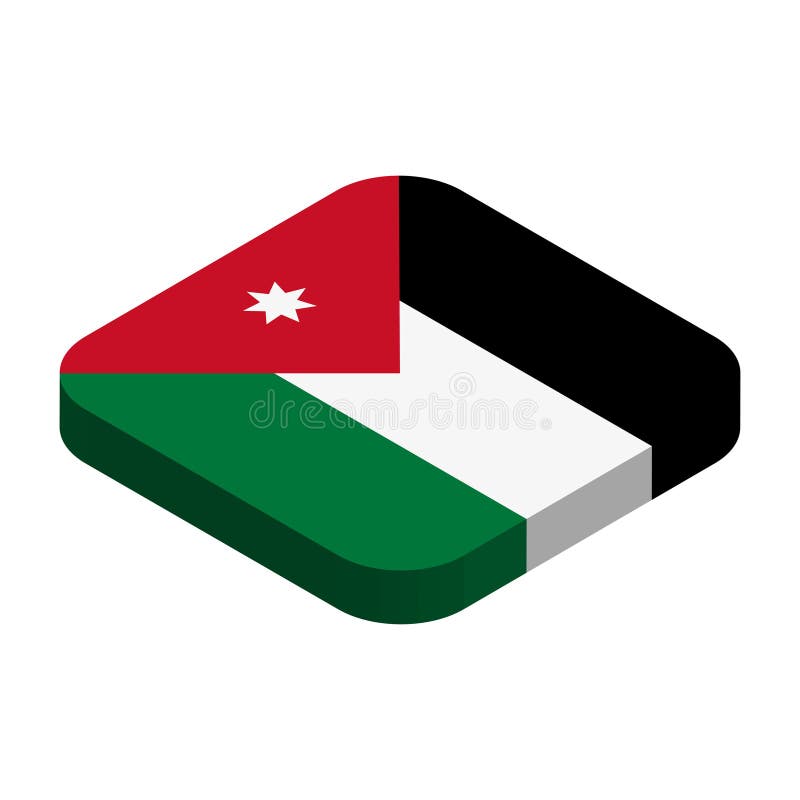 Rounded Square Isometric Vector Flag of Jordan Stock Vector ...