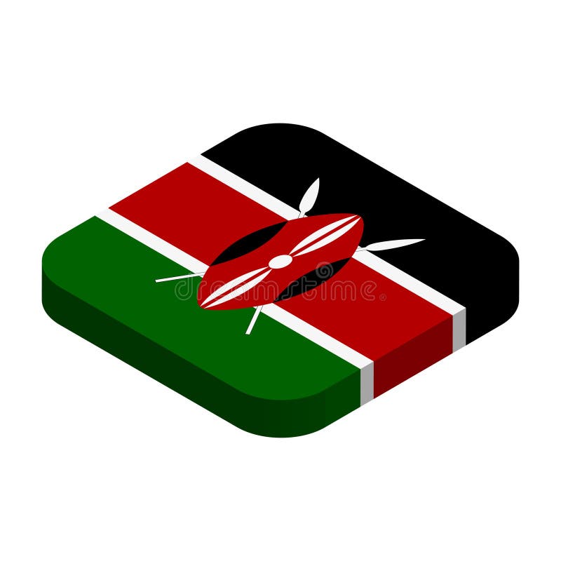 Rounded Square Isometric Vector Flag of Kenya Stock Illustration ...