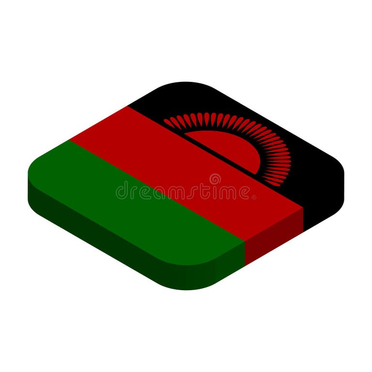 Rounded Square Isometric Vector Flag of Malawi Stock Vector ...