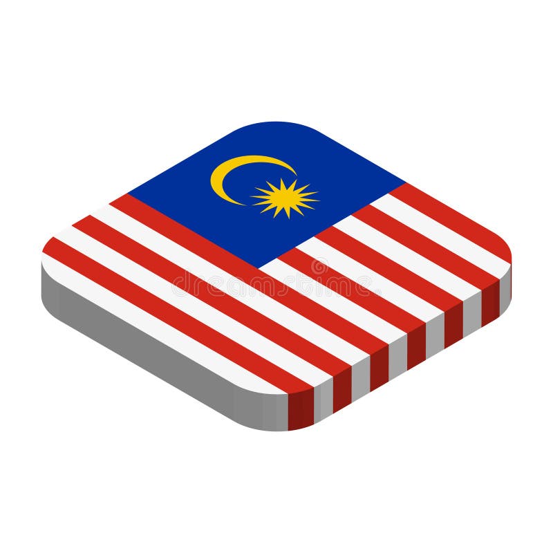 Rounded Square Isometric Vector Flag of Malaysia Stock Illustration ...
