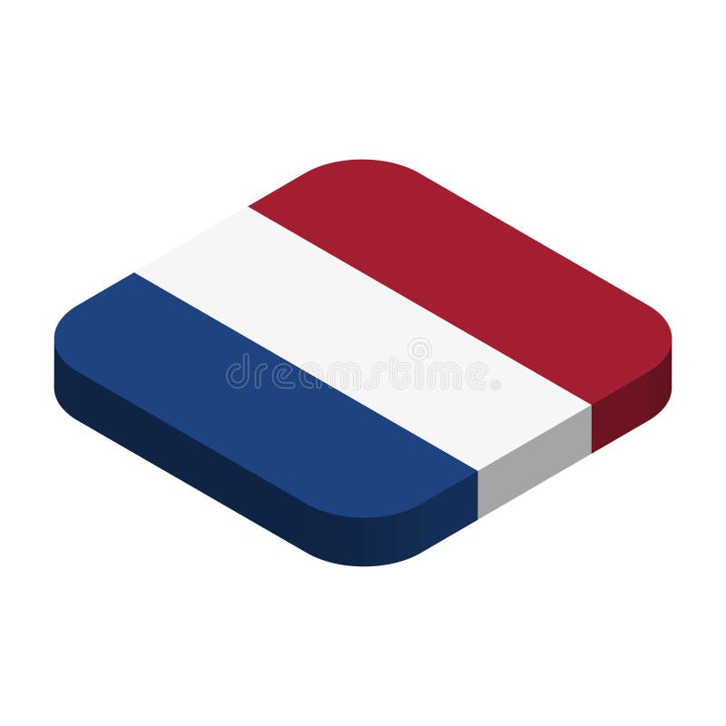 Rounded Square Isometric Vector Flag of Netherlands Stock Vector ...