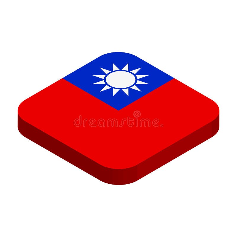 Rounded Square Isometric Vector Flag of Taiwan Stock Vector ...
