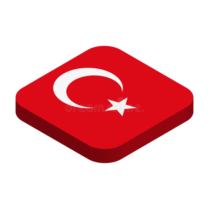 Rounded Square Isometric Vector Flag of Turkey Stock Vector ...