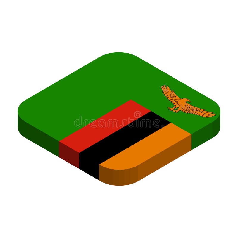 Rounded Square Isometric Vector Flag of Zambia Stock Vector ...