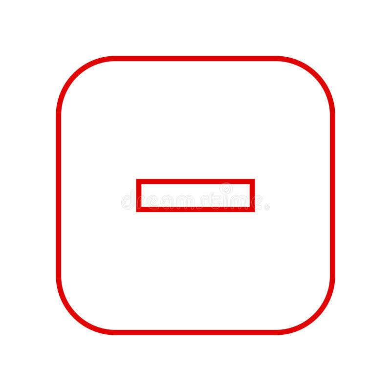 Rounded Square Red Minus Sign Thin Line Icon, Button. Remove, Negative ...