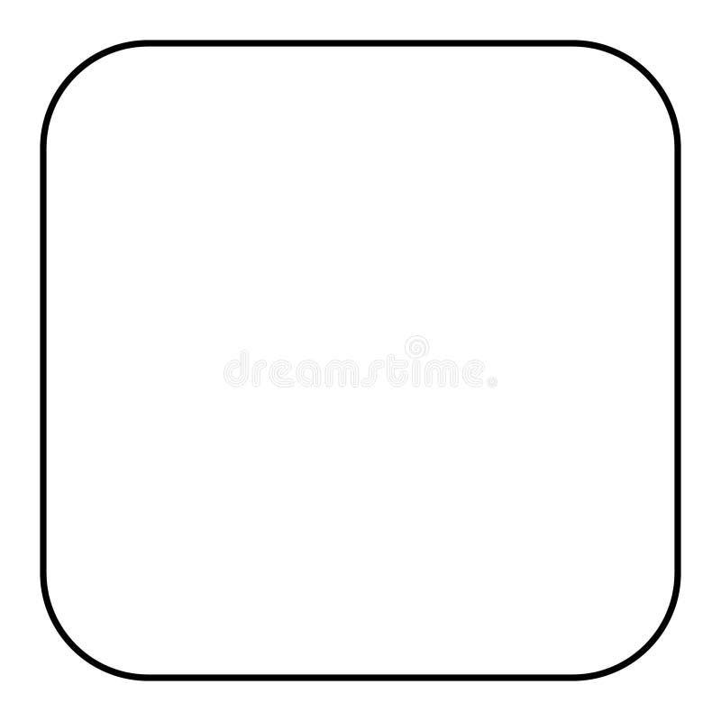 Rounded Square Shape, Black and White Vector Silhouette Illustration ...