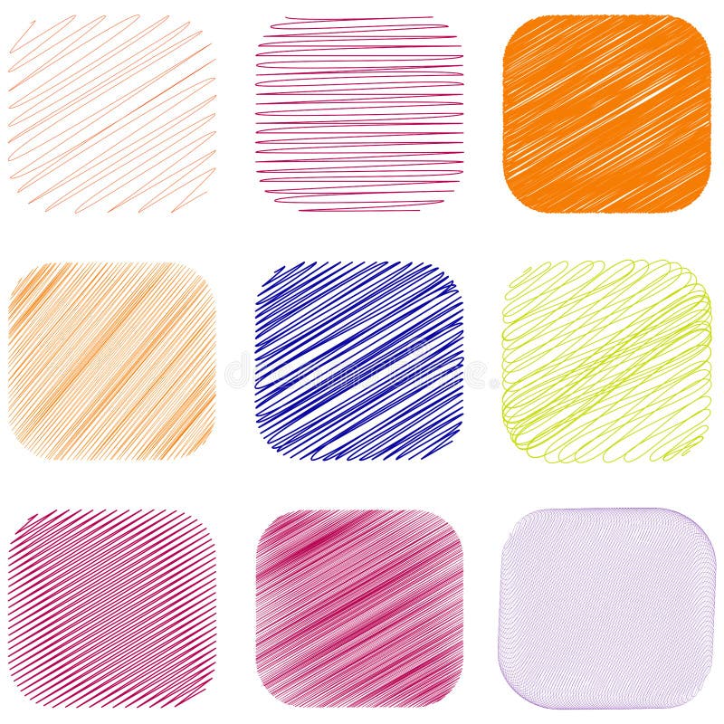 Rounded Square with Sketchy, Scribble, Doodle Effect Texture Stock ...