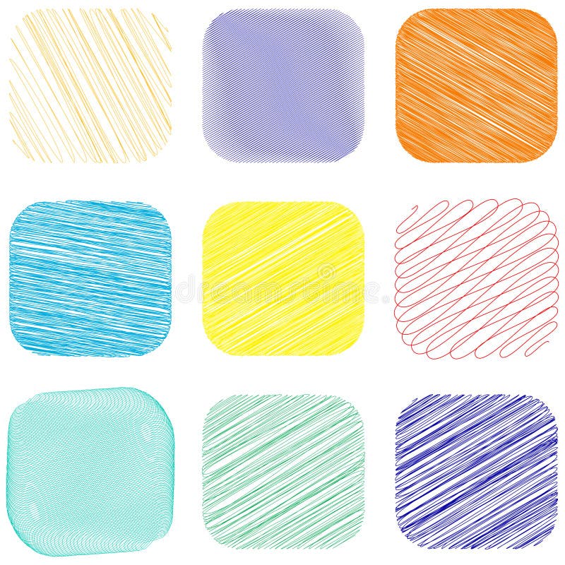 Rounded Square with Sketchy, Scribble, Doodle Effect Texture Stock ...
