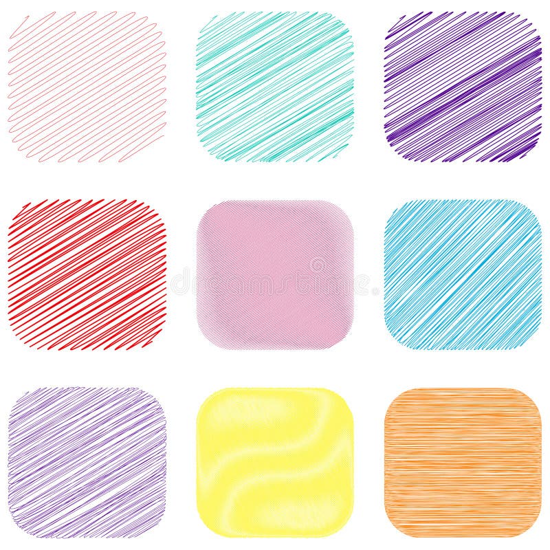 Rounded Square with Sketchy, Scribble, Doodle Effect Texture Stock ...
