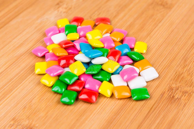 Rounded Square Unchewed Multicolored Bubble Gum Pieces Stock Image ...