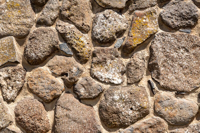 Rock Wall with Rounded Stones and Mortar Photo Taken at Mount Bental ...