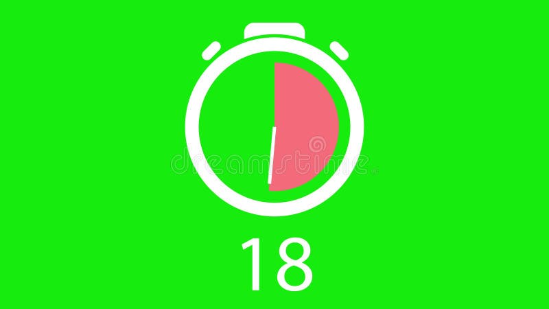 Reverse Timer Clock from 34 Seconds To Zero, Isolated on Green Screen ...