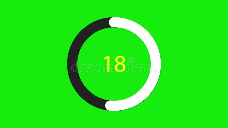 Reverse Timer Clock from 34 Seconds To Zero, Isolated on Green Screen ...